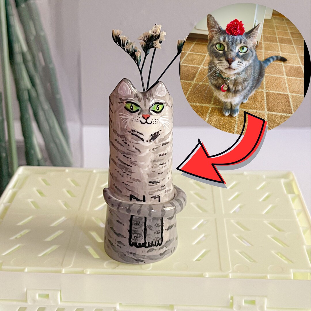 Custom Cat Tiny Vase / Whiskers Cat Vase / Pet Whiskers Keepsake ...
