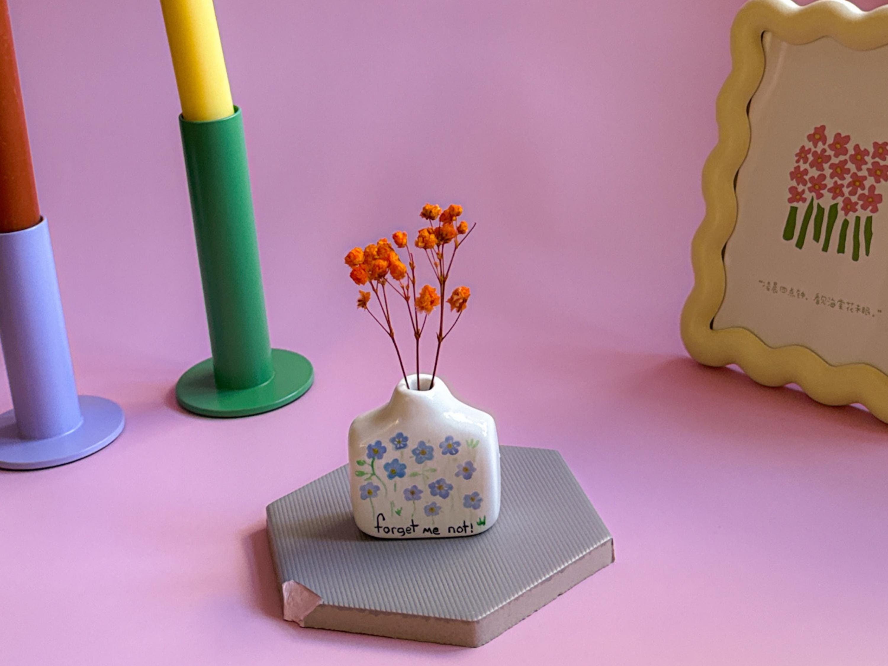 Handmade Forget Me Not Bud Vase: Floral Painted Ceramic - Etsy