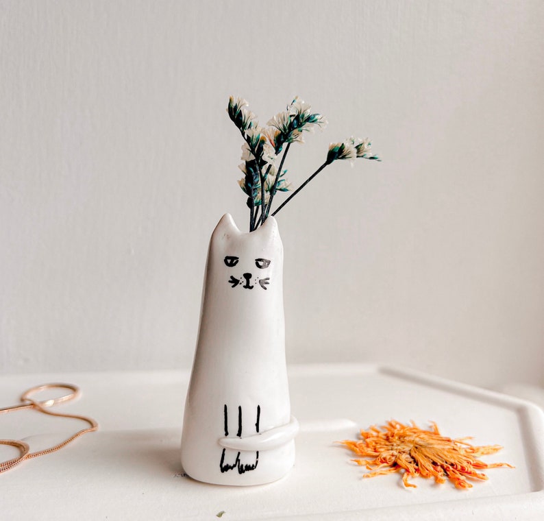 Cat Tiny Modern Vase / Tiny Mini Vase / Cat Lover Gift / Mini | Etsy