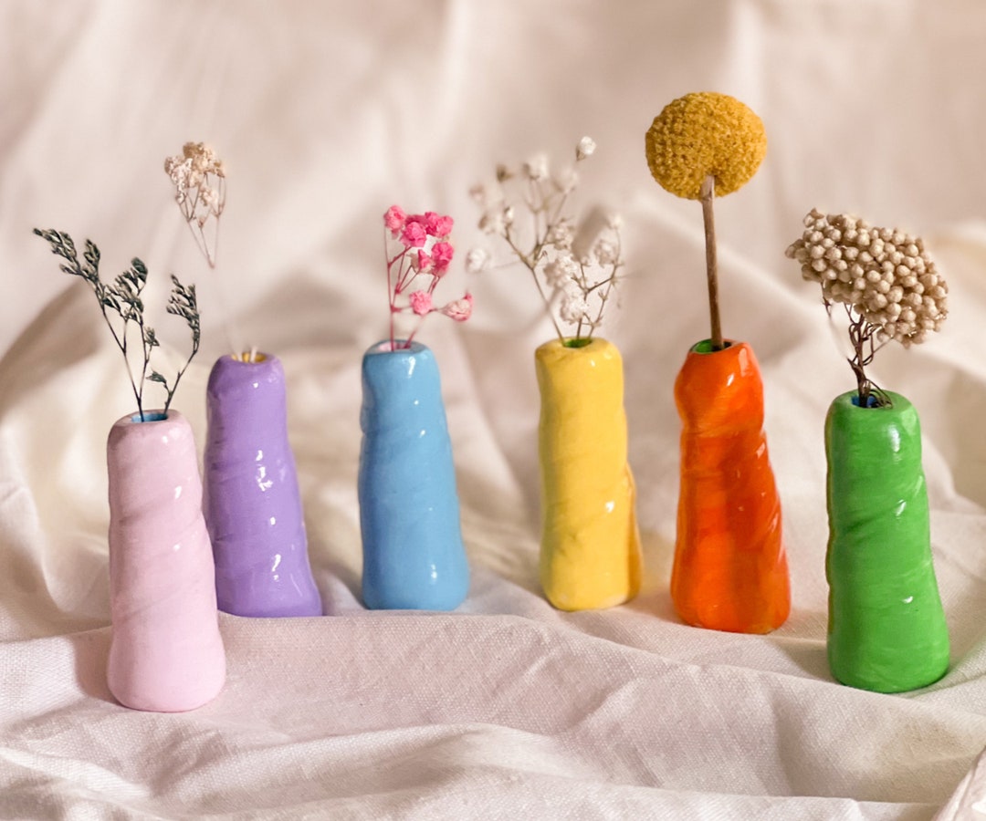 Mini Colorful Bud Vase / Eclectic Tiny Vase / Minimalist Decor / Office ...