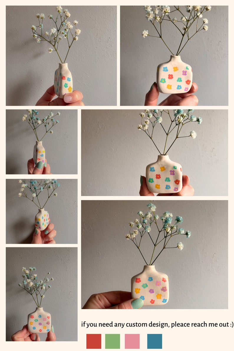 Flower Tiny Vase / Funky Retro Design / Mini Birthday Gift / Modern ...