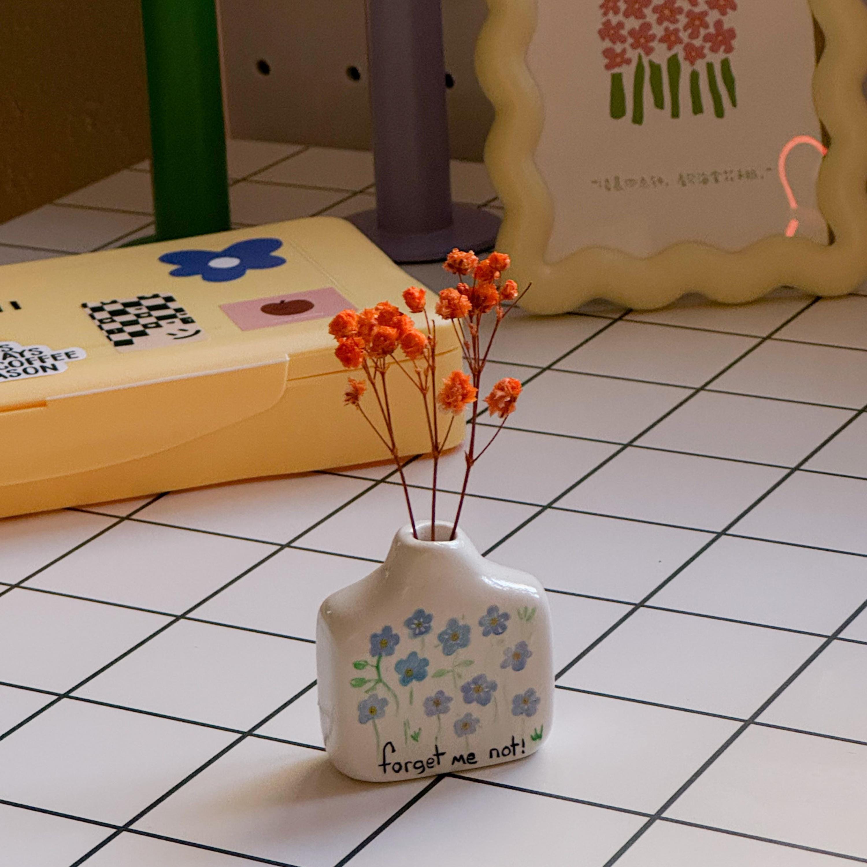 Handmade Forget Me Not Bud Vase: Floral Painted Ceramic - Etsy