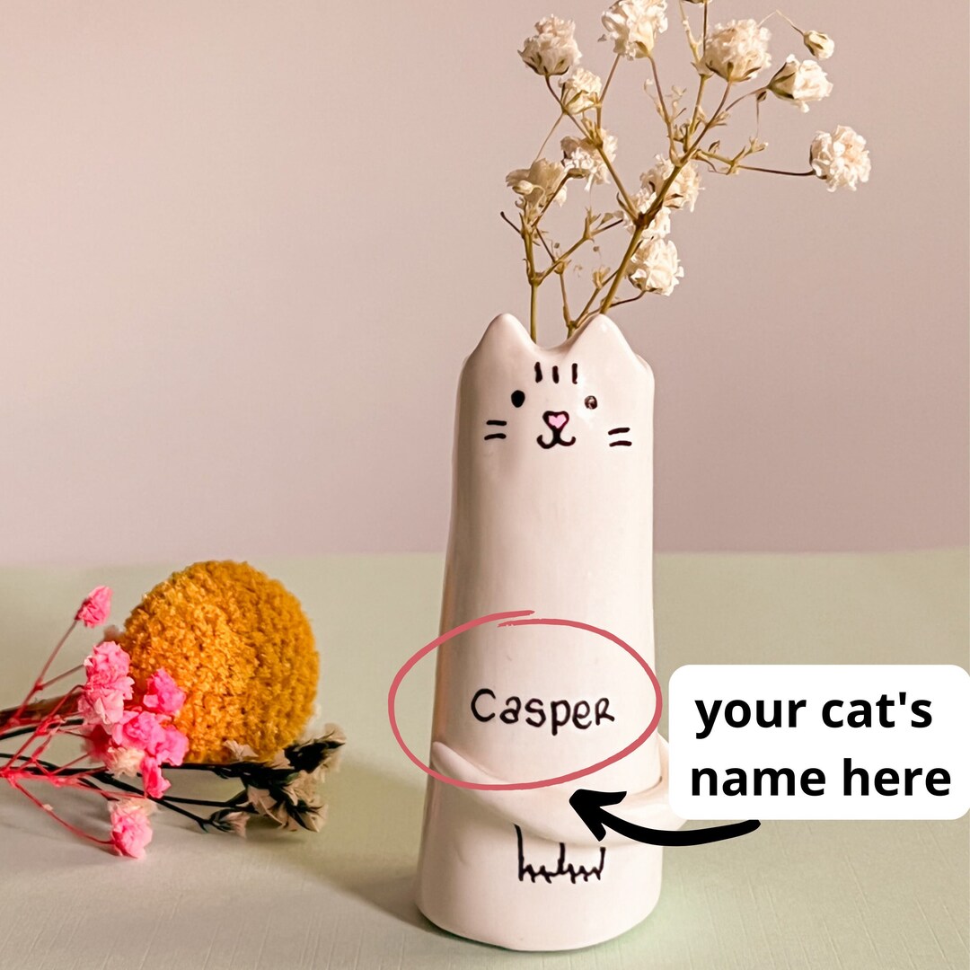Personalized Cat TINY Vase / Personalized Cat Gift / Cat Mini Vase ...