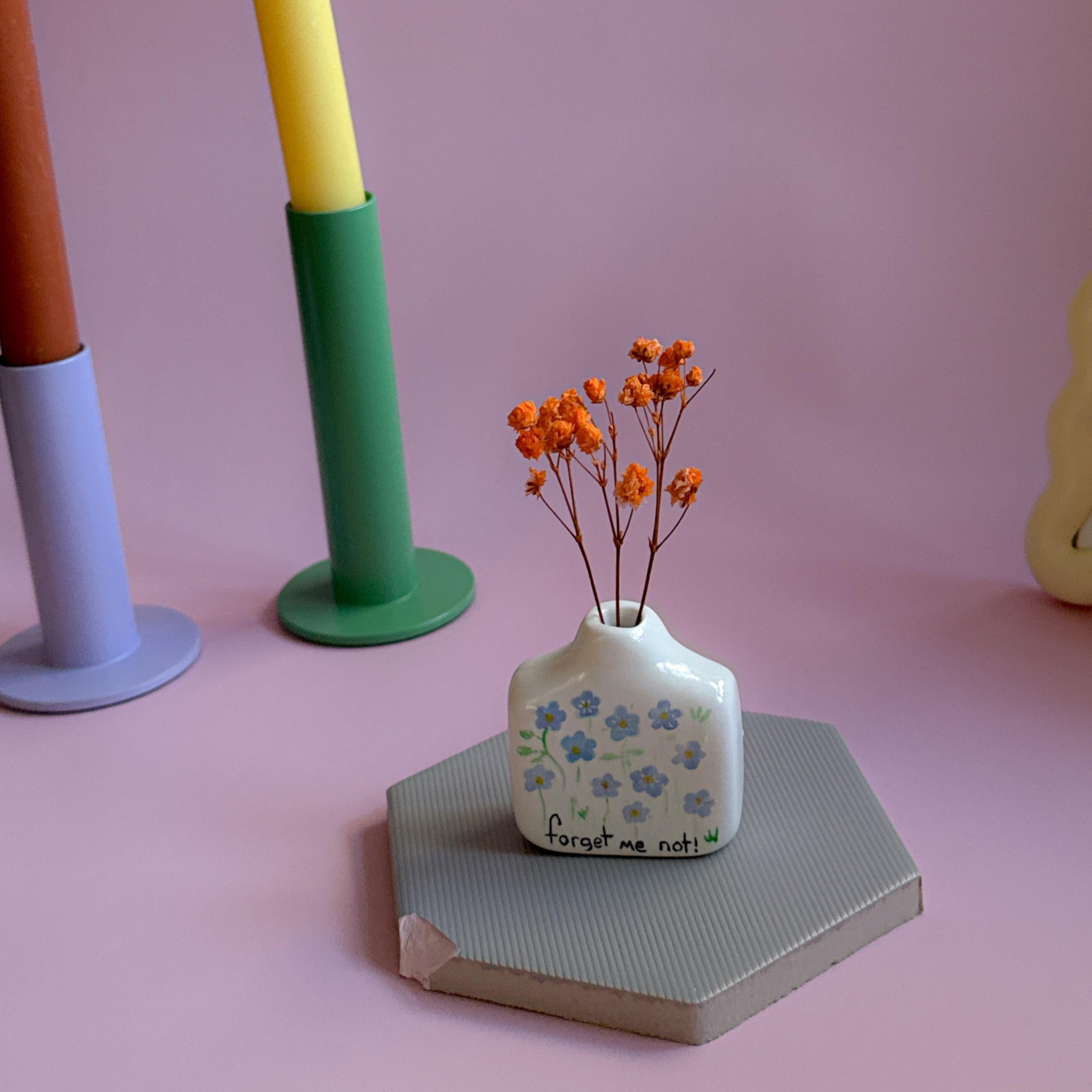 Handmade Forget Me Not Bud Vase: Floral Painted Ceramic - Etsy