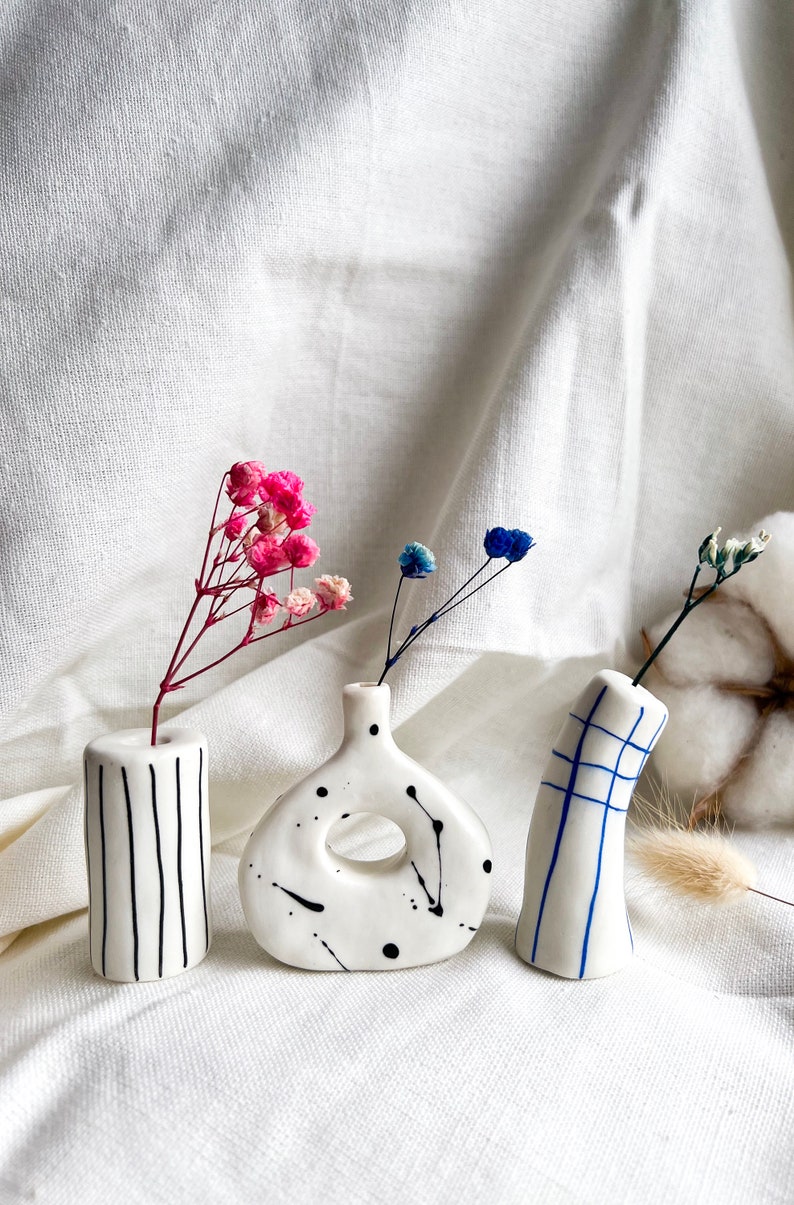 Abstract Tiny Vases / Tiny Mini Vases / Miniature Pot / Handpainted ...