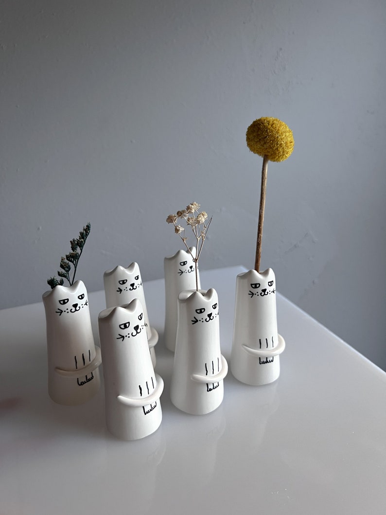 Cat Tiny Modern Vase / Tiny Mini Vase / Cat Lover Gift / Mini - Etsy