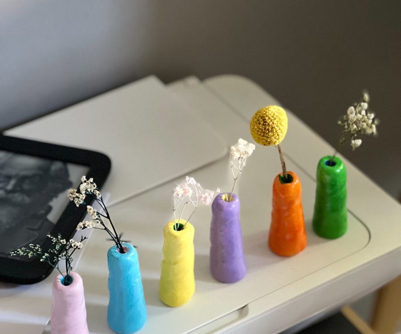 Mini Colorful Bud Vase / Eclectic Tiny Vase / Minimalist Decor / Office ...