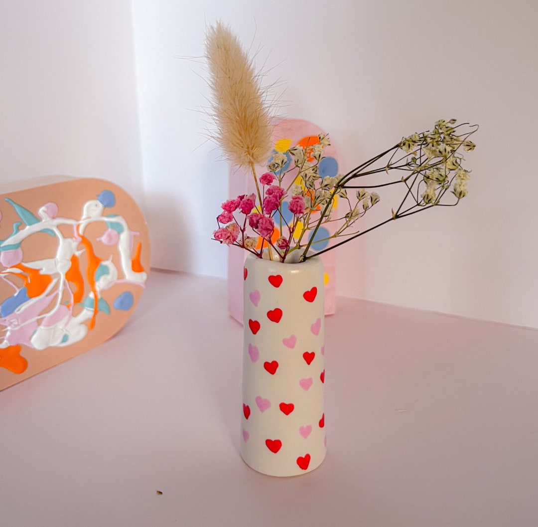 Tiny Vase With Mini Hearts / Lovers Gift / Valentine's Day Gift ...