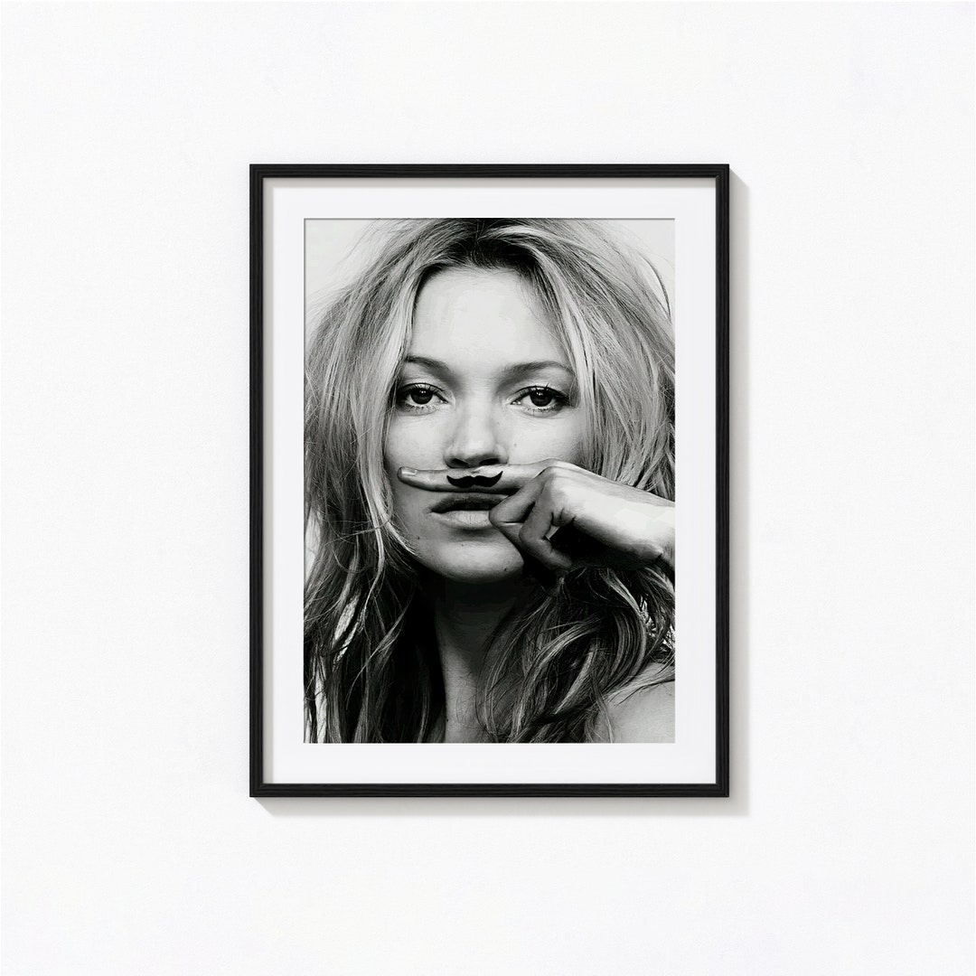 Kate Moss Print Moustache Finger Fashion Poster Black and - Etsy