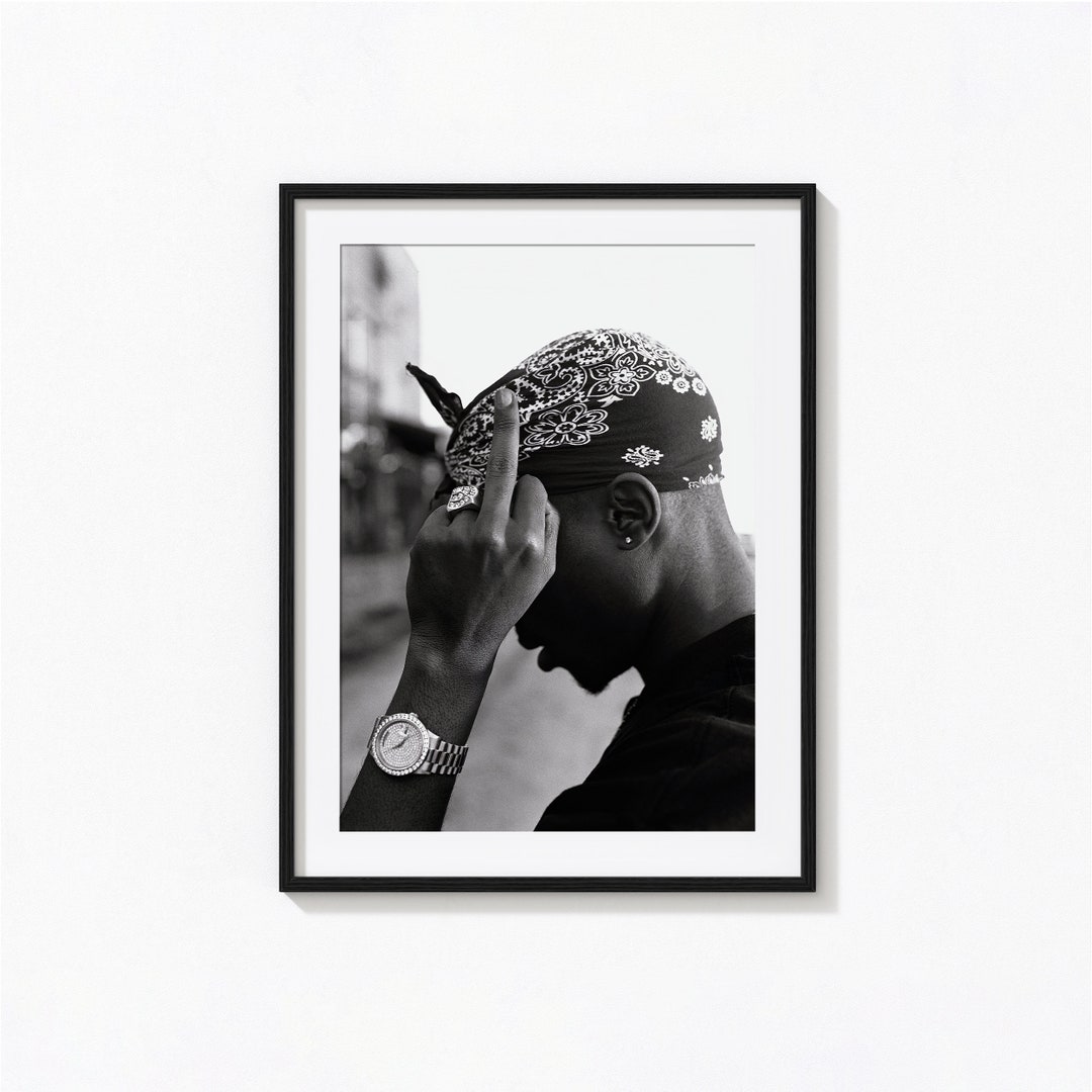 Tupac Shakur Print, Hiphop Rap Poster, 2Pac Black and White Wall Art ...