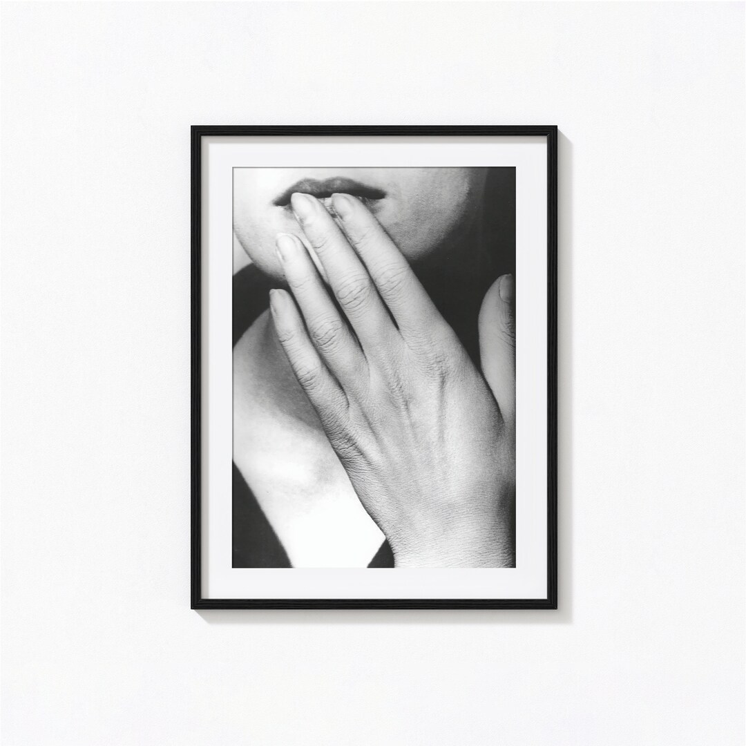 Man Ray Hands on Lips Print, Surrealist Photography, Black and White ...