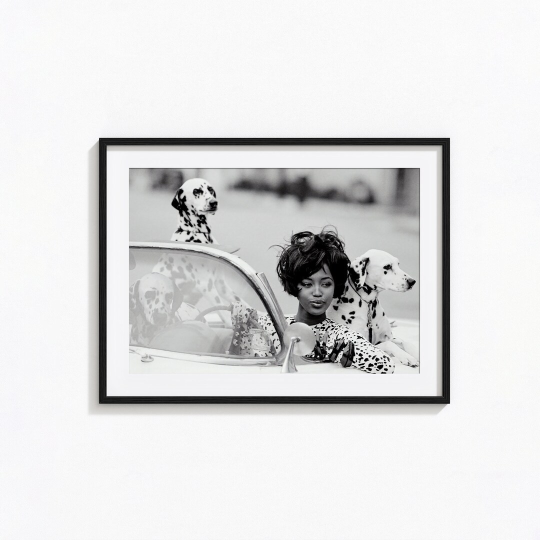 Naomi Campbell With Dogs Print, Black and White Wall Art, Vintage Print ...