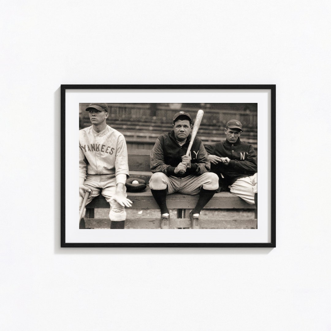 Babe Ruth Print New York Yankees Baseball Black and White - Etsy
