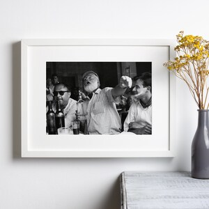 Ernest Hemingway Print, Ernest Hemingway Drinking Black and White Wall ...