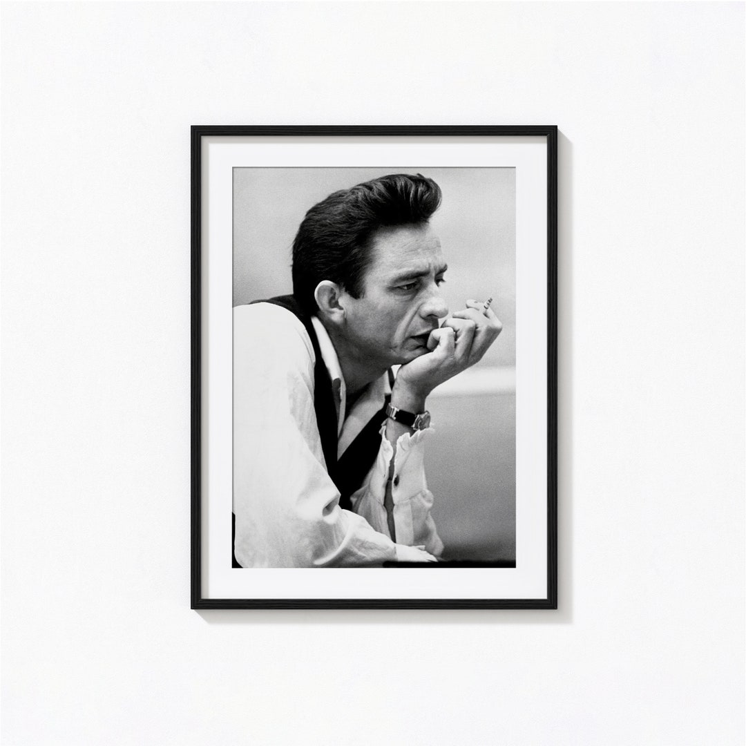Johnny Cash Cigarette Poster, Music Black and White Wall Art, Vintage ...