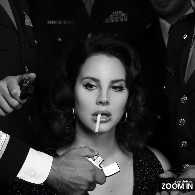 Lana Del Rey Smoking Cigarette Print Iconic Fashion Black - Etsy