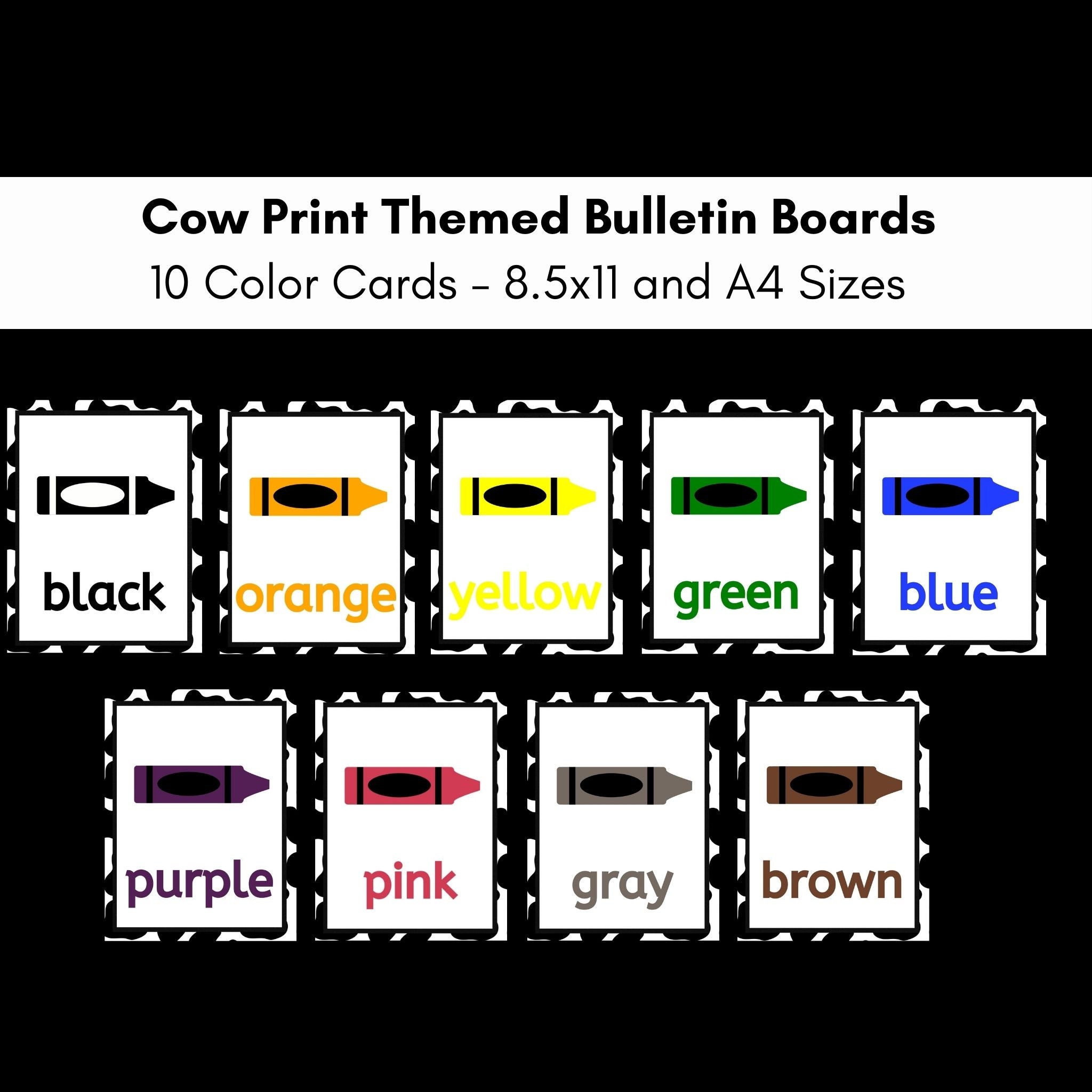 Cow Print Colors + Shapes Bulletin Board | Digital Download, Classroom ...