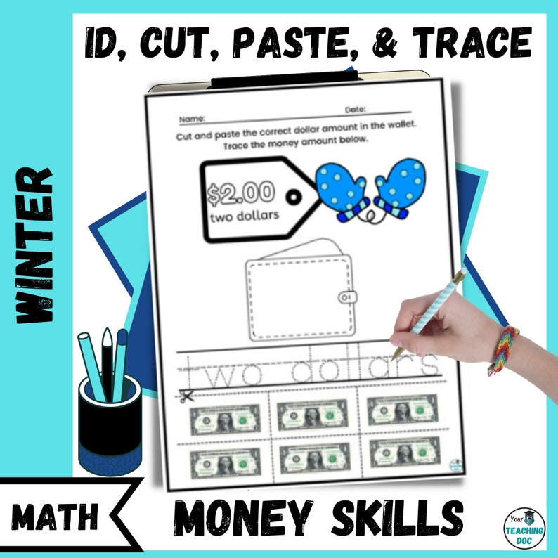Winter Money Math Skills Identify and Count Worksheets .01 - 10.00 - Etsy
