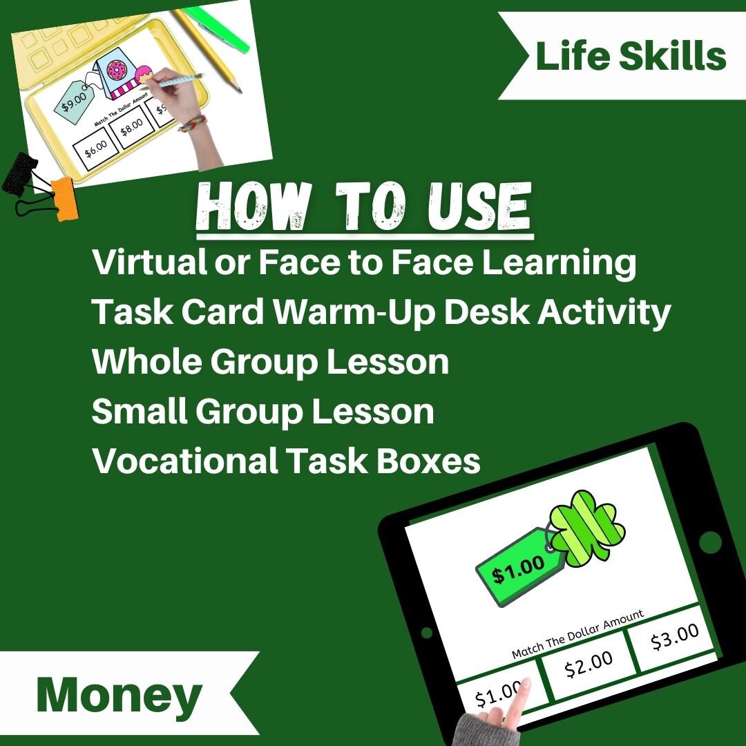 St. Patrick's Day Counting Money Math Life Skills PLUS Task Cards 3 ...