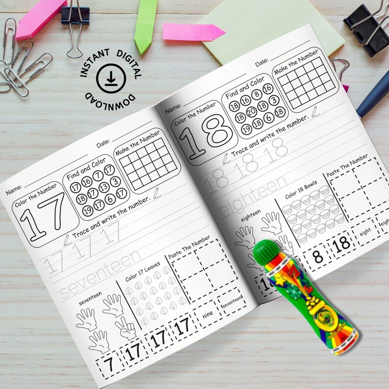 Number Recognition Worksheets, Numbers 1-20 Math Activities, Printable ...