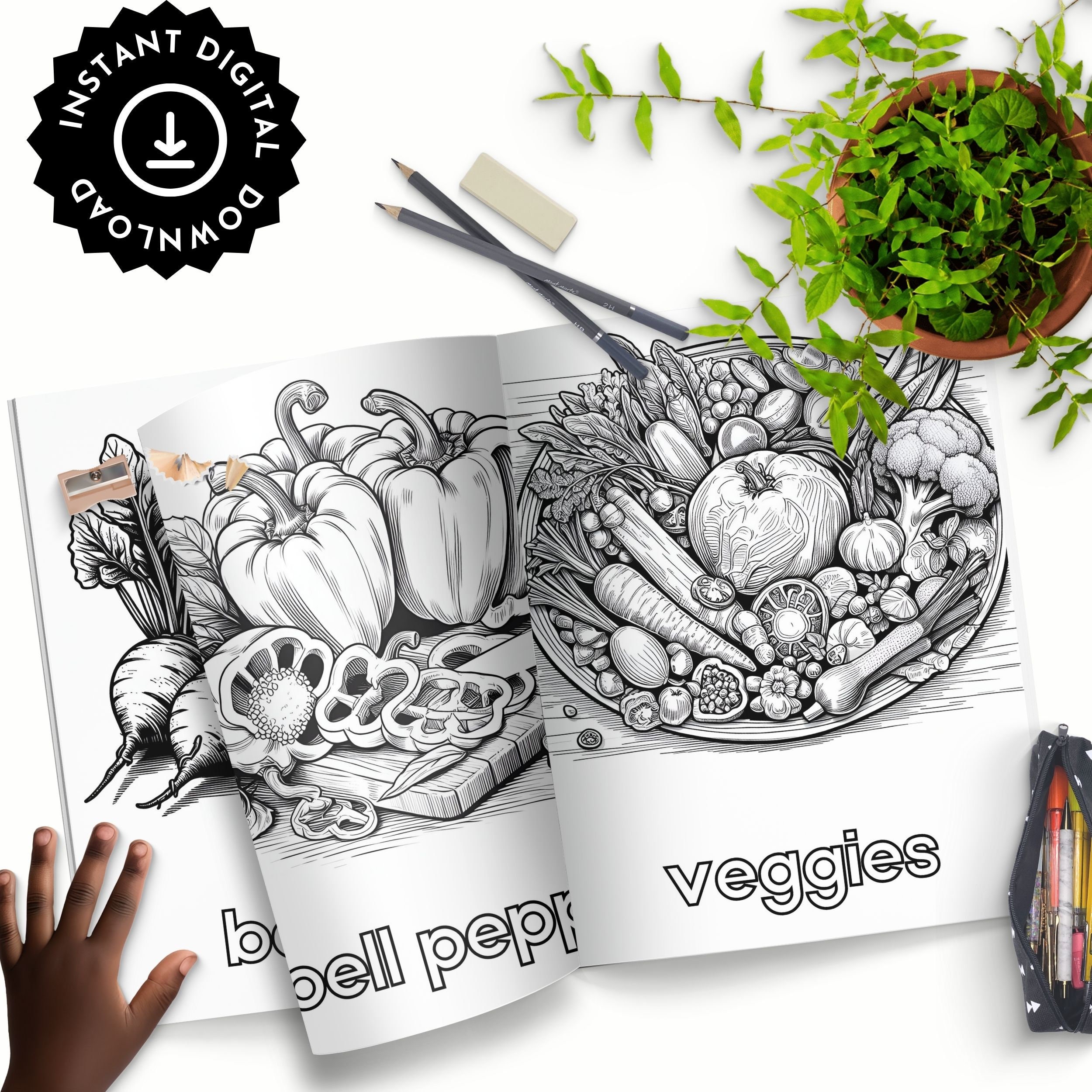 Coloring Pages of Vegetables Kids Veggie Coloring Book - Etsy