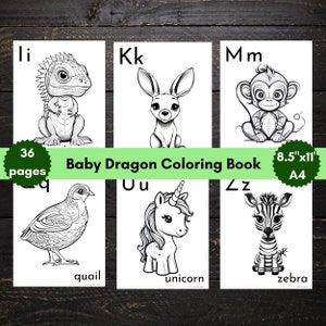 A-Z Animals Coloring Pages, Kids Coloring Book, Alphabet Page, ABC ...