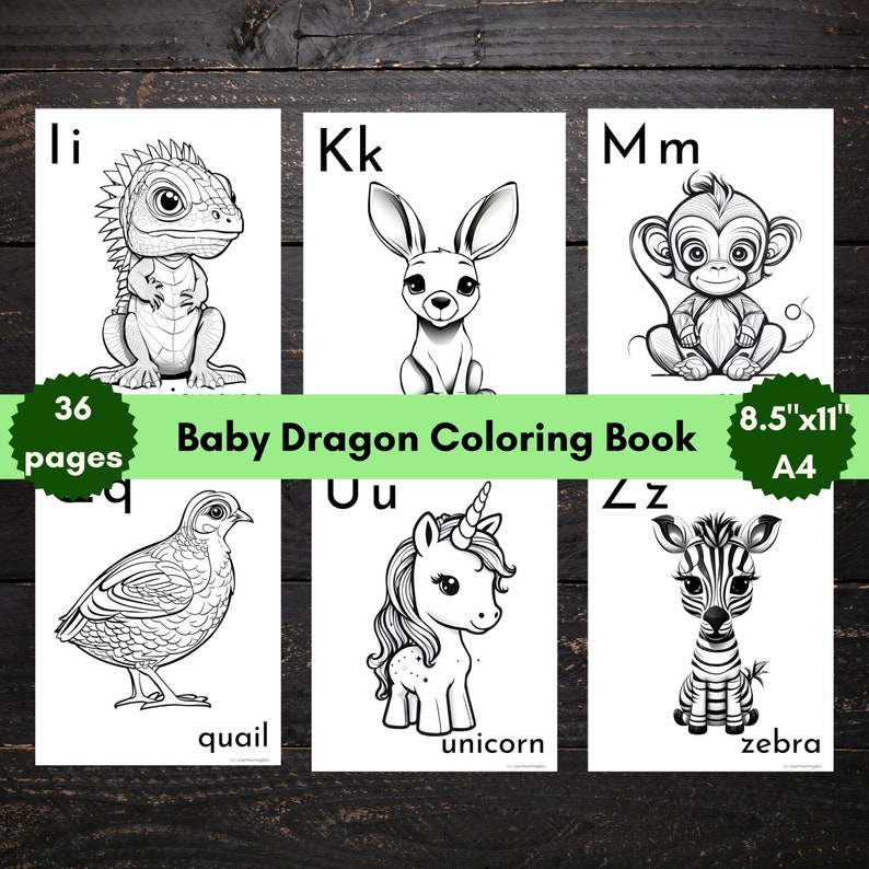 A-Z Animals Coloring Pages, Kids Coloring Book, Alphabet Page, ABC ...