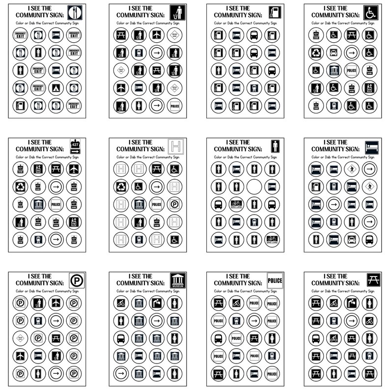 Community Sign Worksheets, Life Skills Worksheets, Kindergarten ...