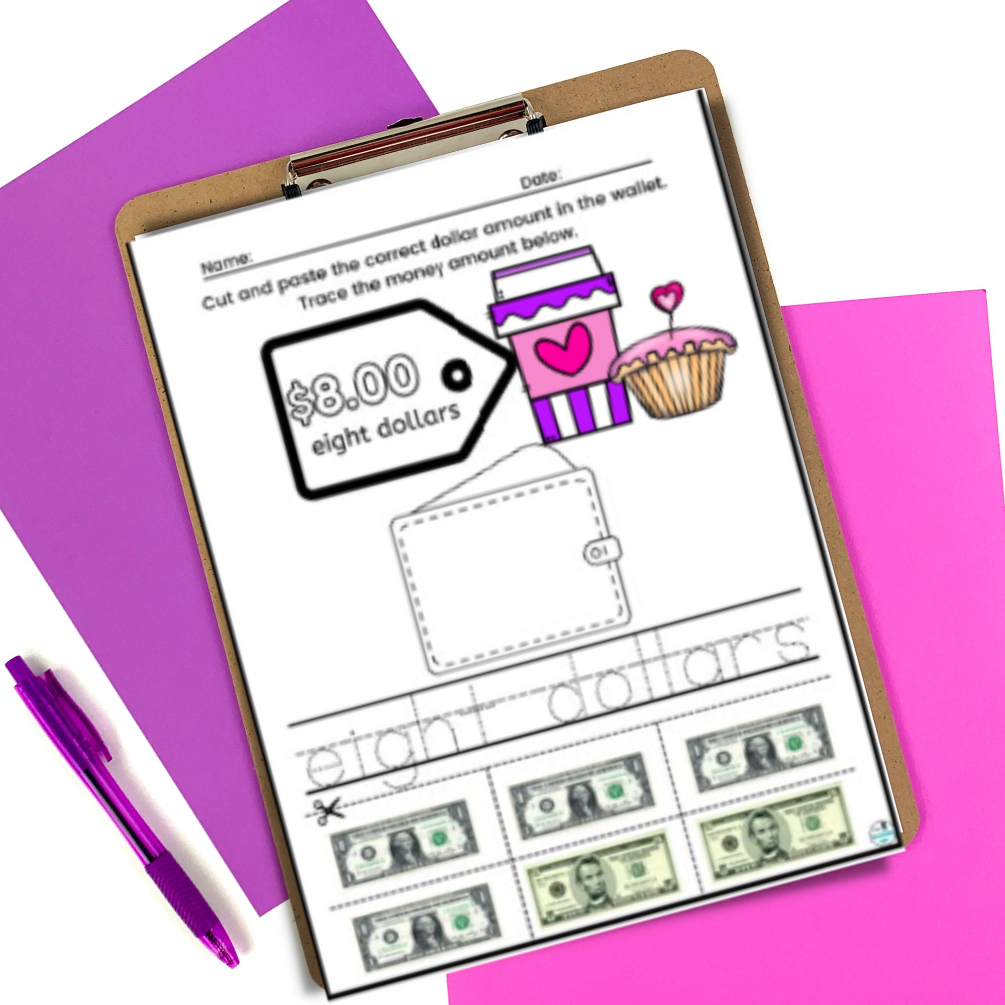 Valentine's Day Identify and Count Math Money Life Skill Worksheets ...