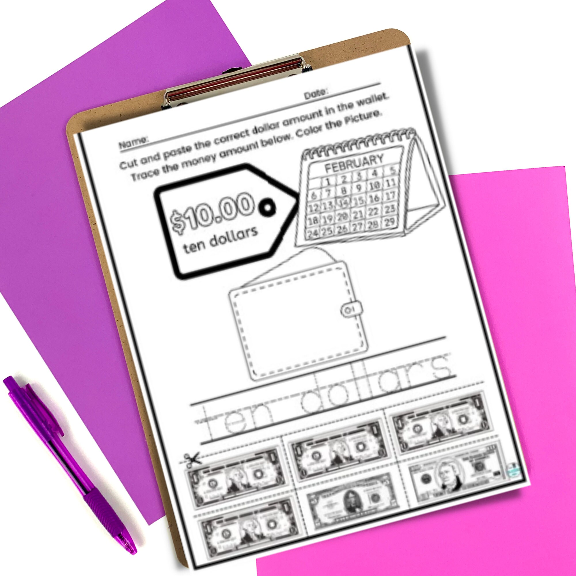 Valentine's Day Identify and Count Math Money Life Skill Worksheets ...