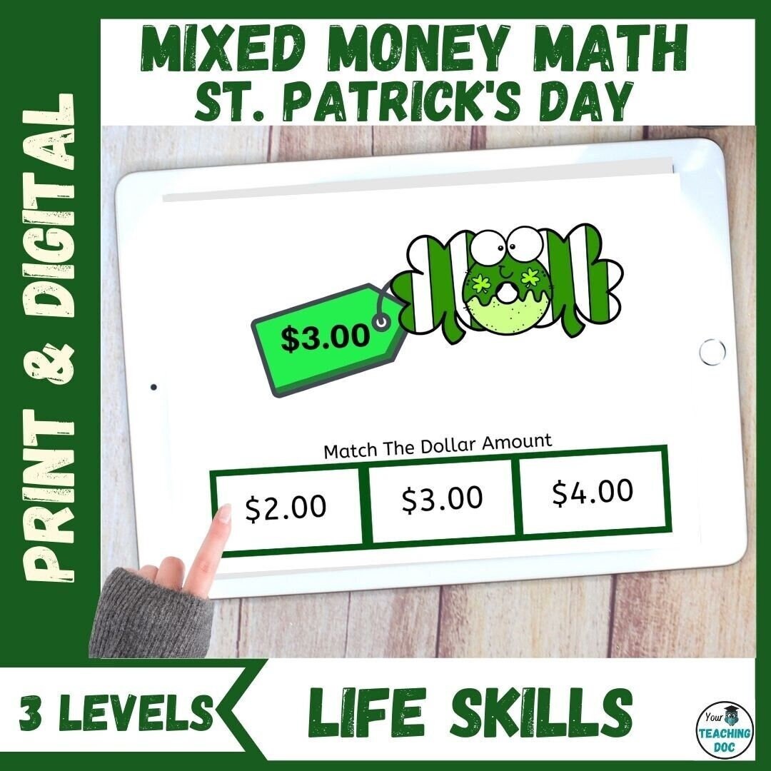 St. Patrick's Day Counting Money Math Life Skills PLUS Task Cards 3 ...