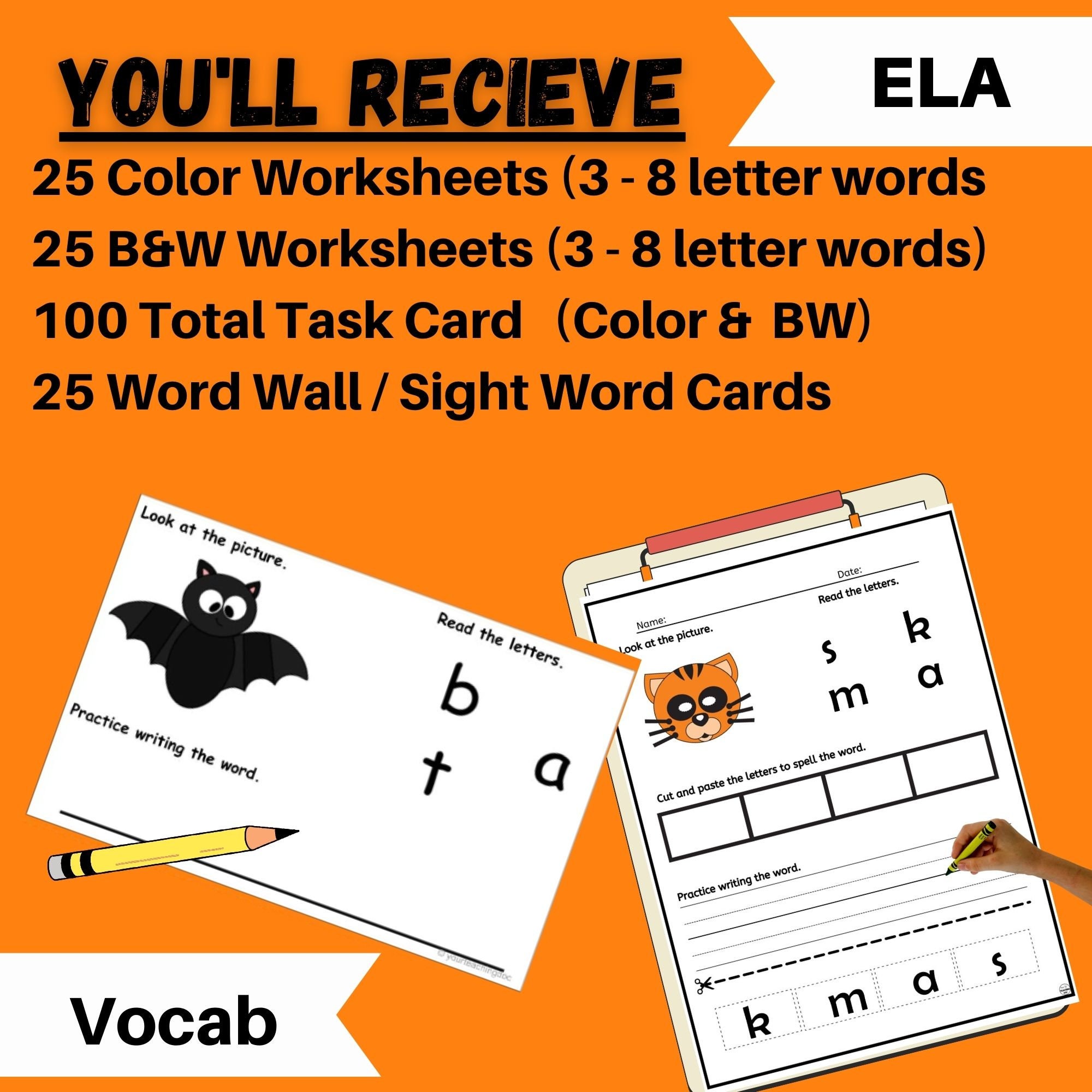 Halloween Sight Word Scramble Worksheets, Flash Cards, Vocabulary ...