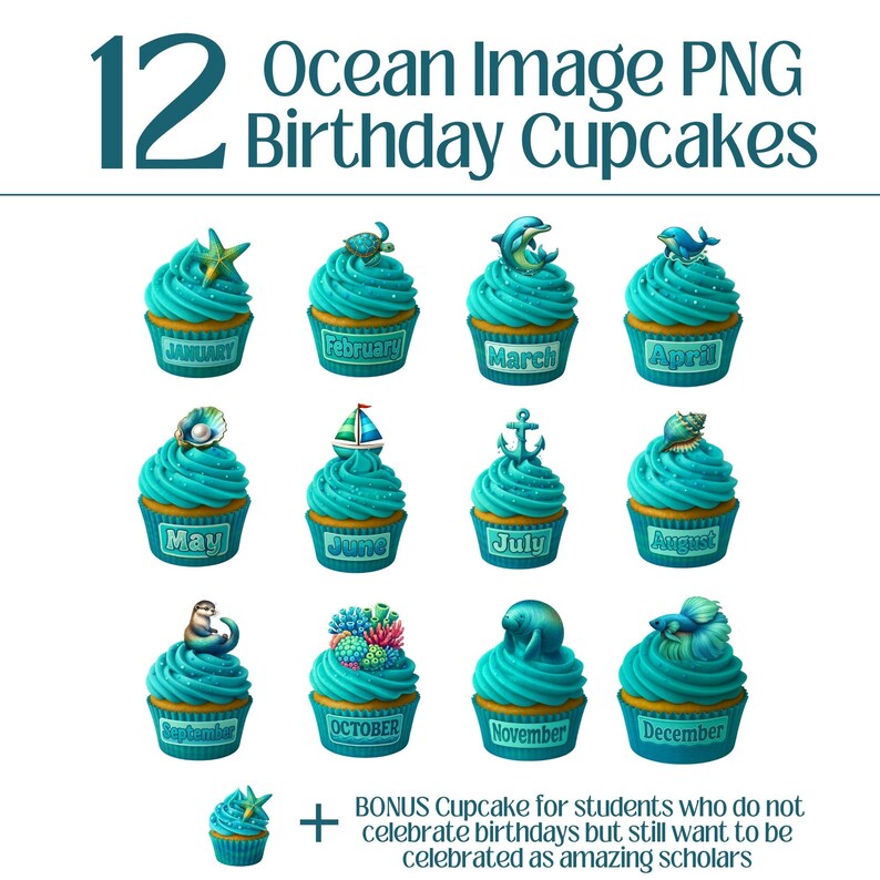 Ocean Themed Birthday Bulletin Board, Classroom Birthday Cupcakes ...