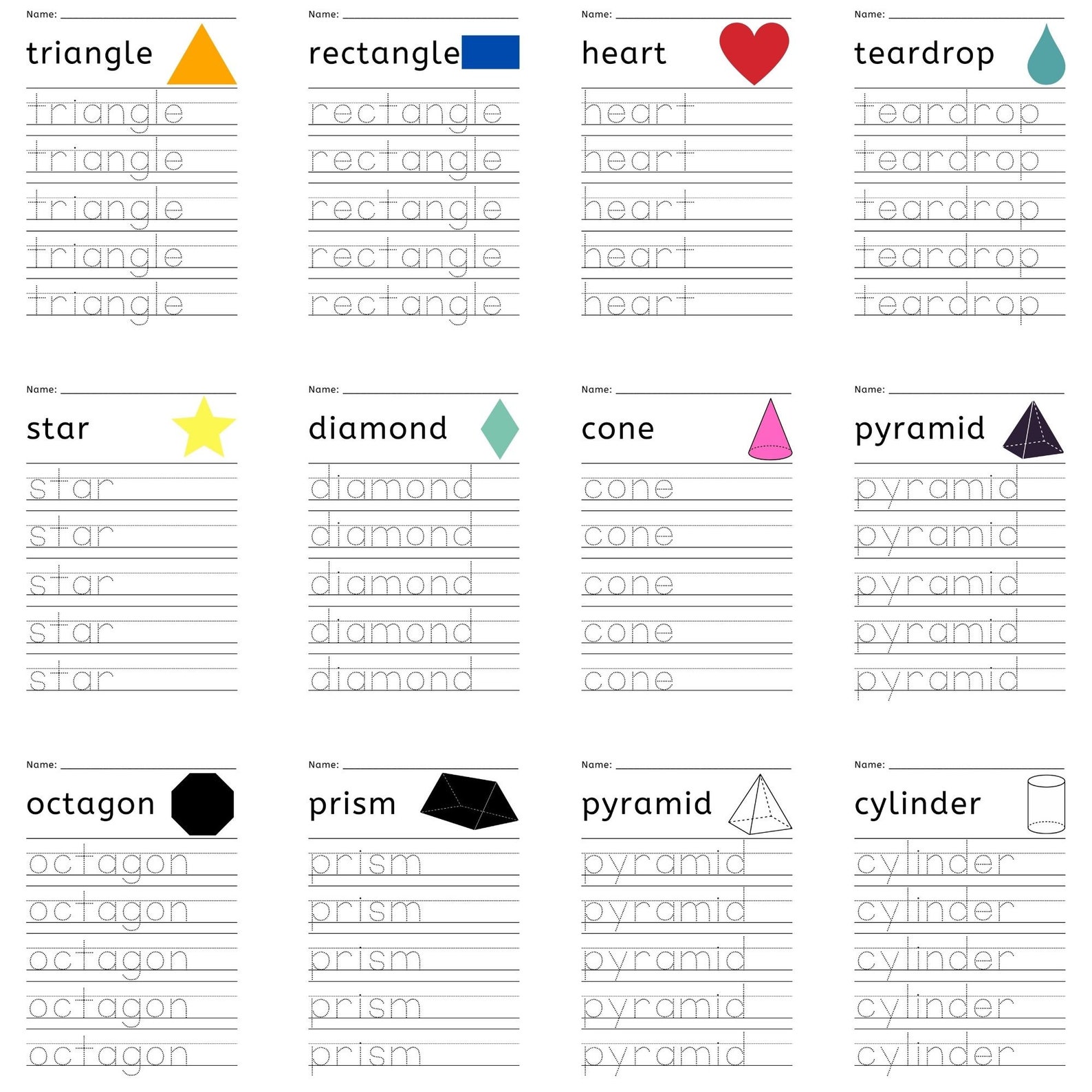 2D and 3D Shapes Worksheets for Kids, Printable Geometry Activities ...