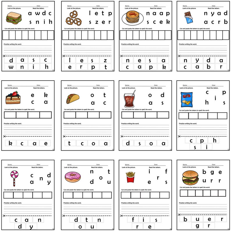 Fast Food Sight Word Printable Worksheets + Task Cards + Word Wall ...