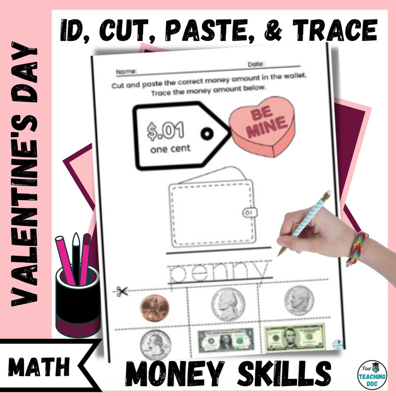 Valentine's Day Identify and Count Math Money Life Skill Worksheets ...