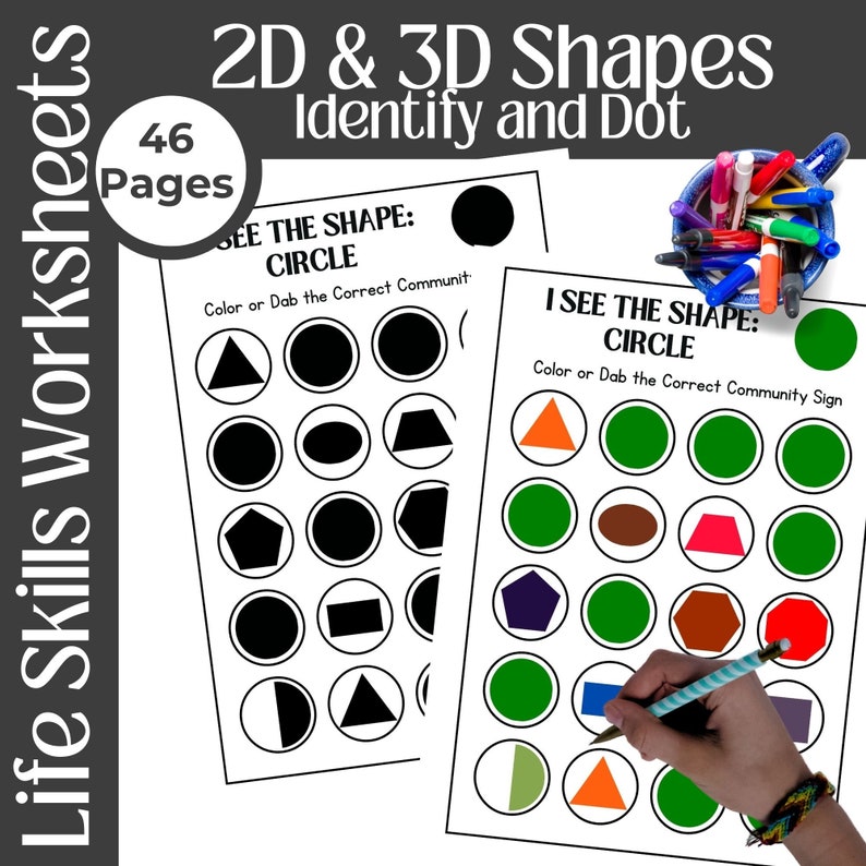 2D & 3D Shapes Worksheets, Kindergarten Geometry Printable Worksheets ...