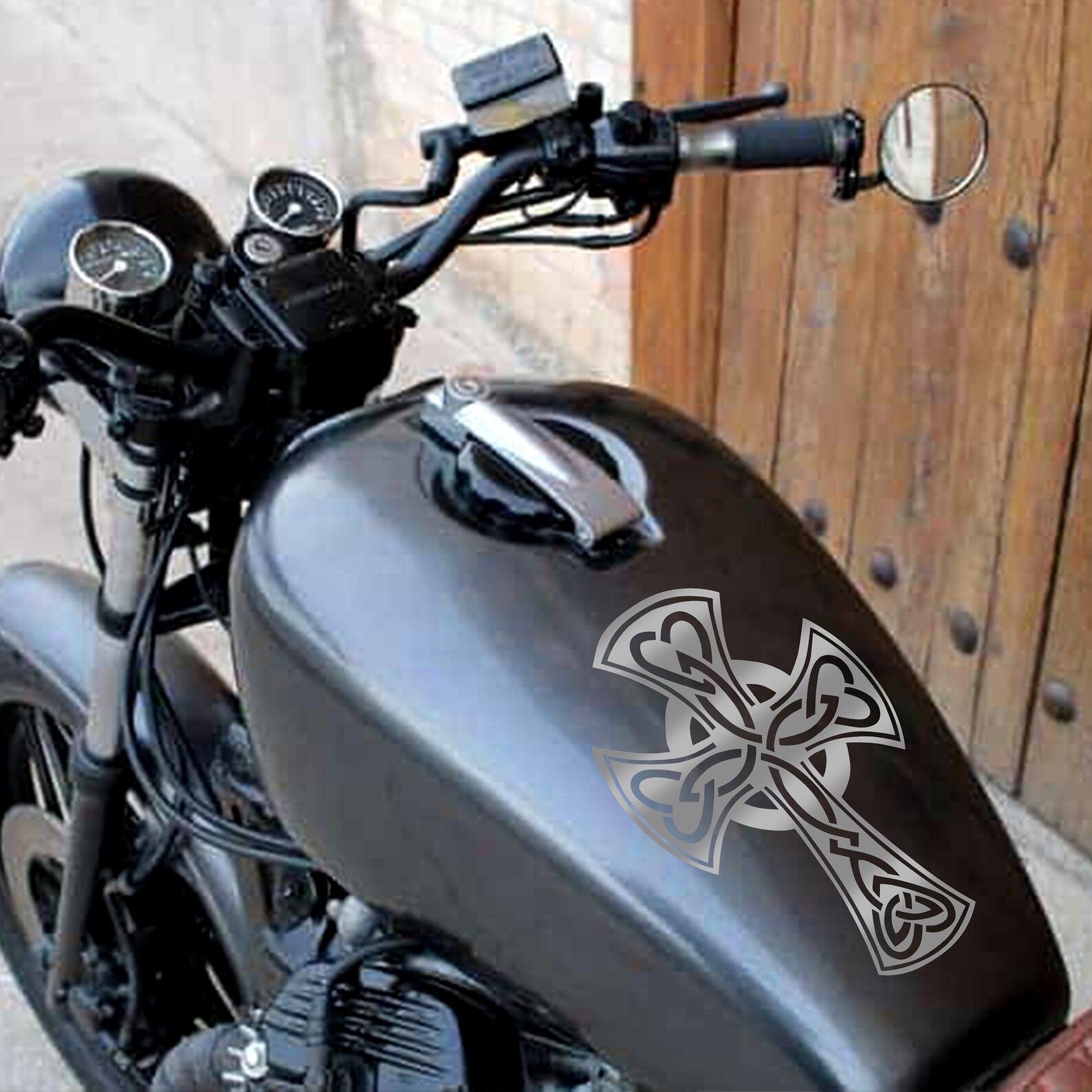 Motorcycle Decal Gas Tank Sticker / Skin Tribal Cross Vinyl Bike Decal ...