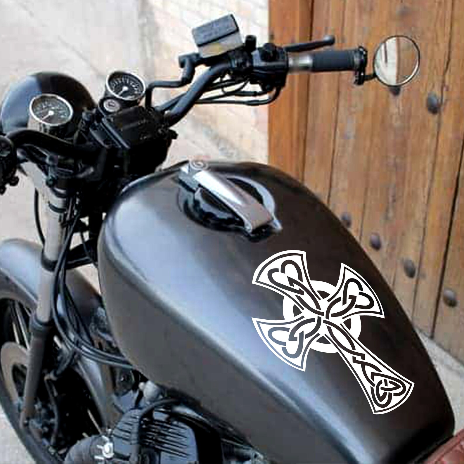 Motorcycle Decal Gas Tank Sticker / Skin Tribal Cross Vinyl Bike Decal ...