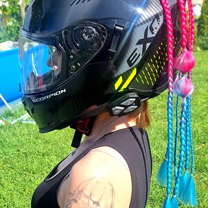 Handmade Braids , Pigtail , Bubble Braids for Motorcycle Helmet / Biker ...