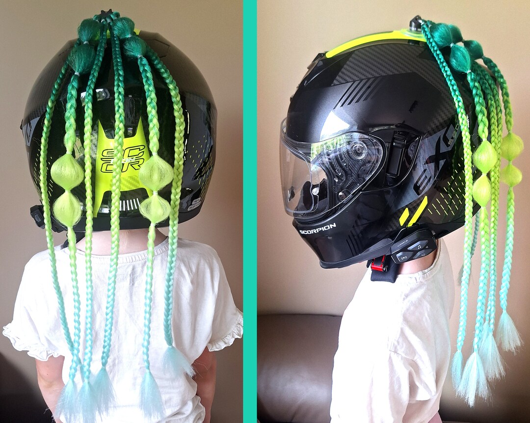Handmade Braids , Pigtail , Bubble Braids for Motorcycle Helmet / Biker ...
