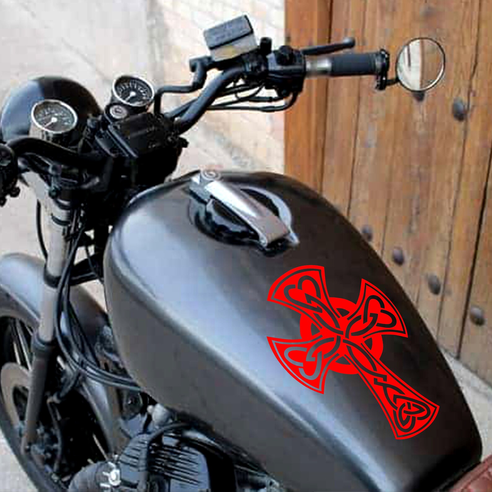 Motorcycle Decal Gas Tank Sticker / Skin Tribal Cross Vinyl Bike Decal ...