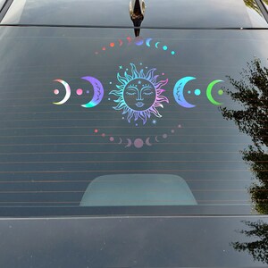 Holographic Boho Sun and Moon Car Decal / Camper Sticker / Van Exterior ...