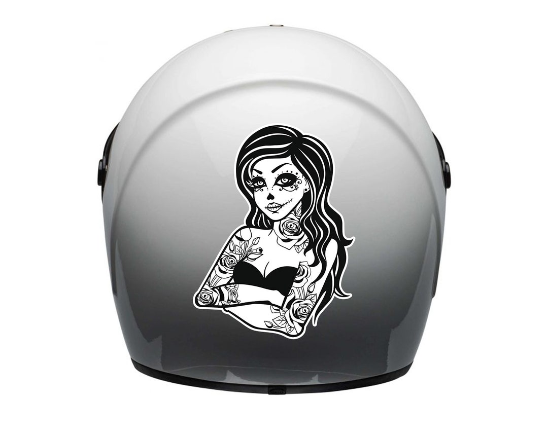 Motorcycle Helmet Sticker / Decal / Waterproof / Tattoo Girl - Etsy