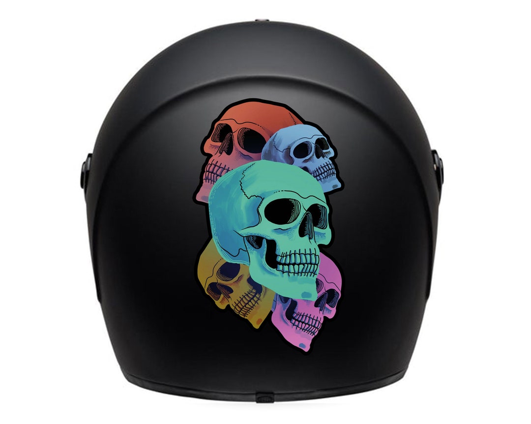 Motorcycle Helmet Sticker / Decal / Waterproof / Skull Colorfull - Etsy