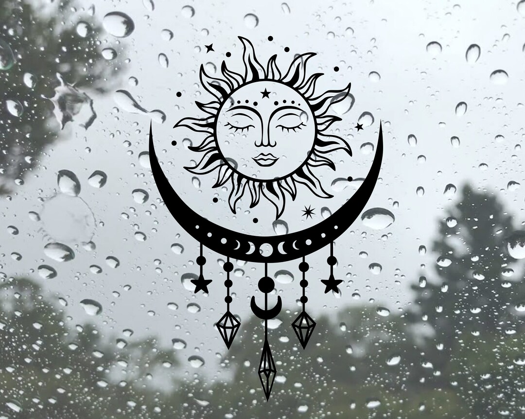 Bohemian Sun and Moon Car Decal / Camper Sticker / Van Exterior Decal ...