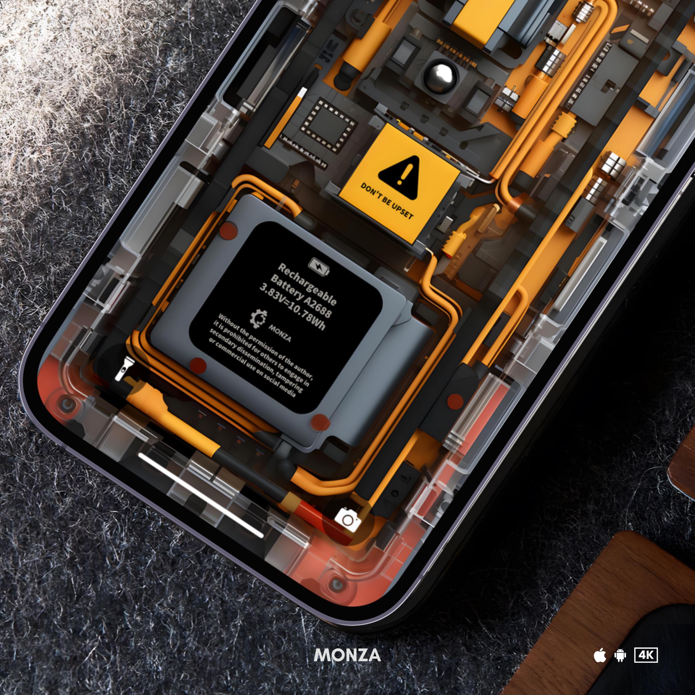 Mechanical Series iPhone Wallpaper | Exposed Battery 4K (digital ...