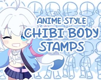 Anime Style Head Shape Stamps Procreate Brush Set - Head Guide Stamp ...