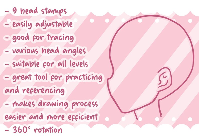 Anime Style Head Shape Stamps Procreate Brush Set - Head Guide Stamp ...