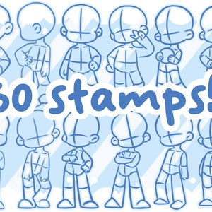 Anime Style Chibi Base Stamps Procreate Brush Set - Body Guide Stamp ...